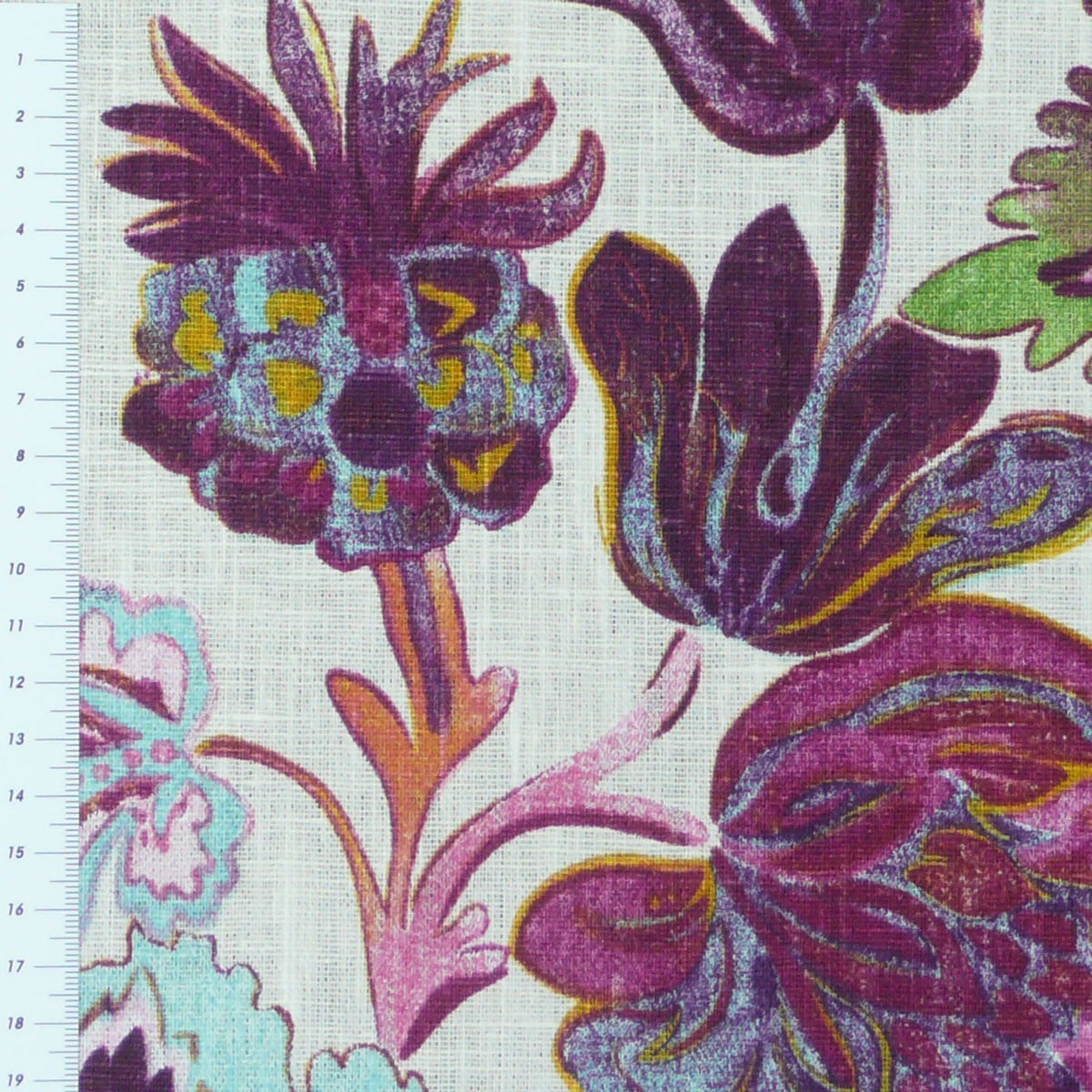 Leinen Laociane Blumen natur bunt Stoff Meterware Gardinenstoff ...